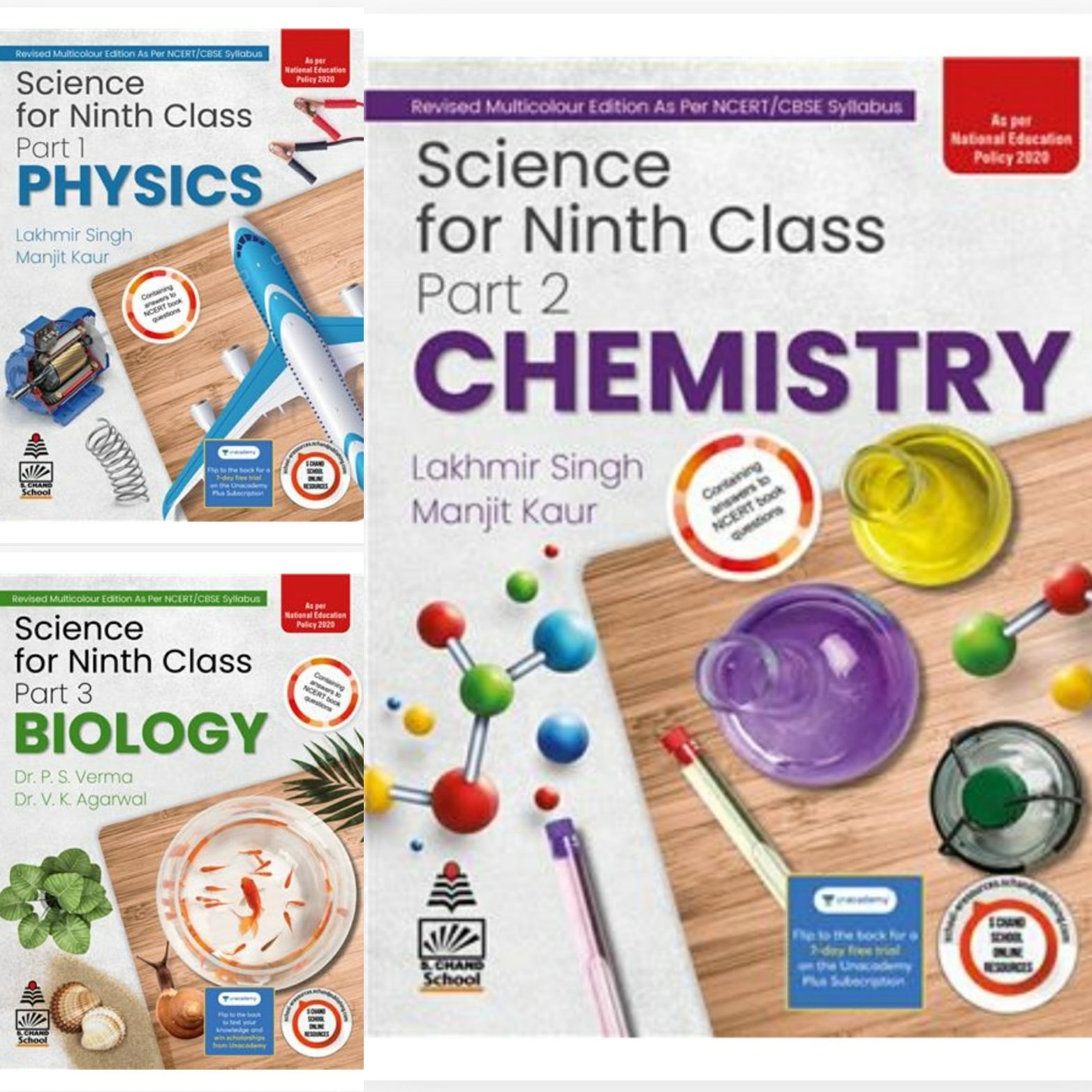 Combo Pack: Lakhmir Singh Class 9 Science (Biology, Physics, Chemistry ...