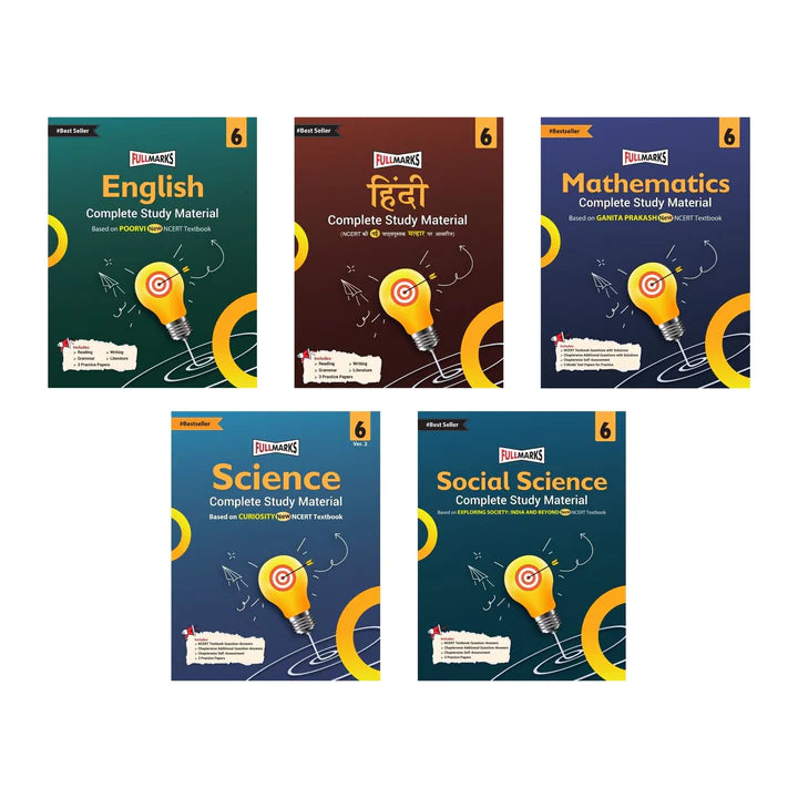 Full Marks Class 6 Combo of 5 Books - English (POORVI) + Hindi (MALHAR ...