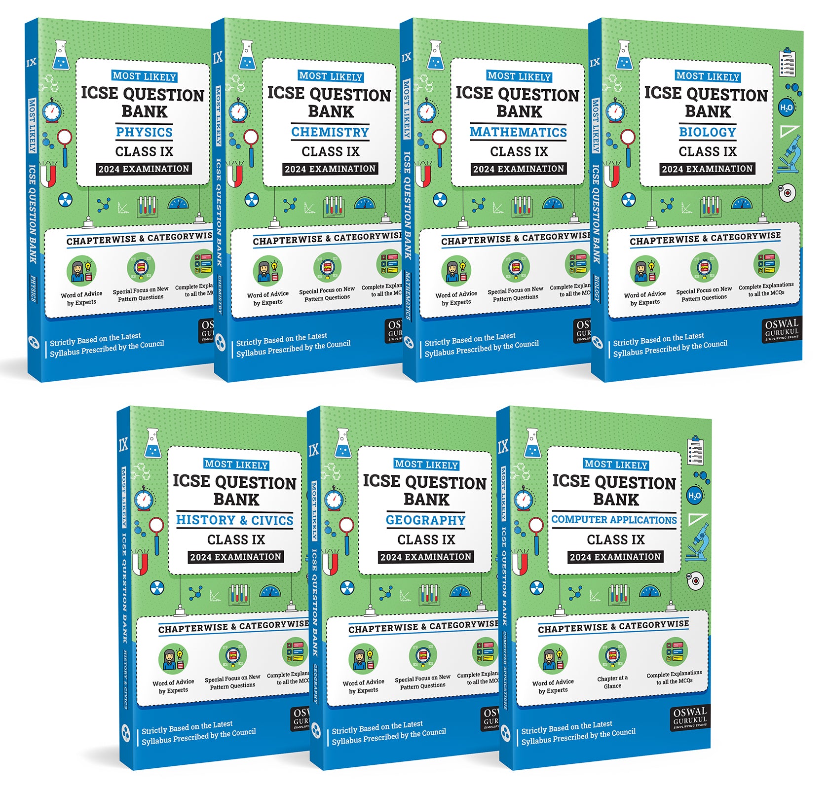 Oswal-Gurukul Most Likely ICSE Question Bank Class 9 Bundles (Set of 7 ...