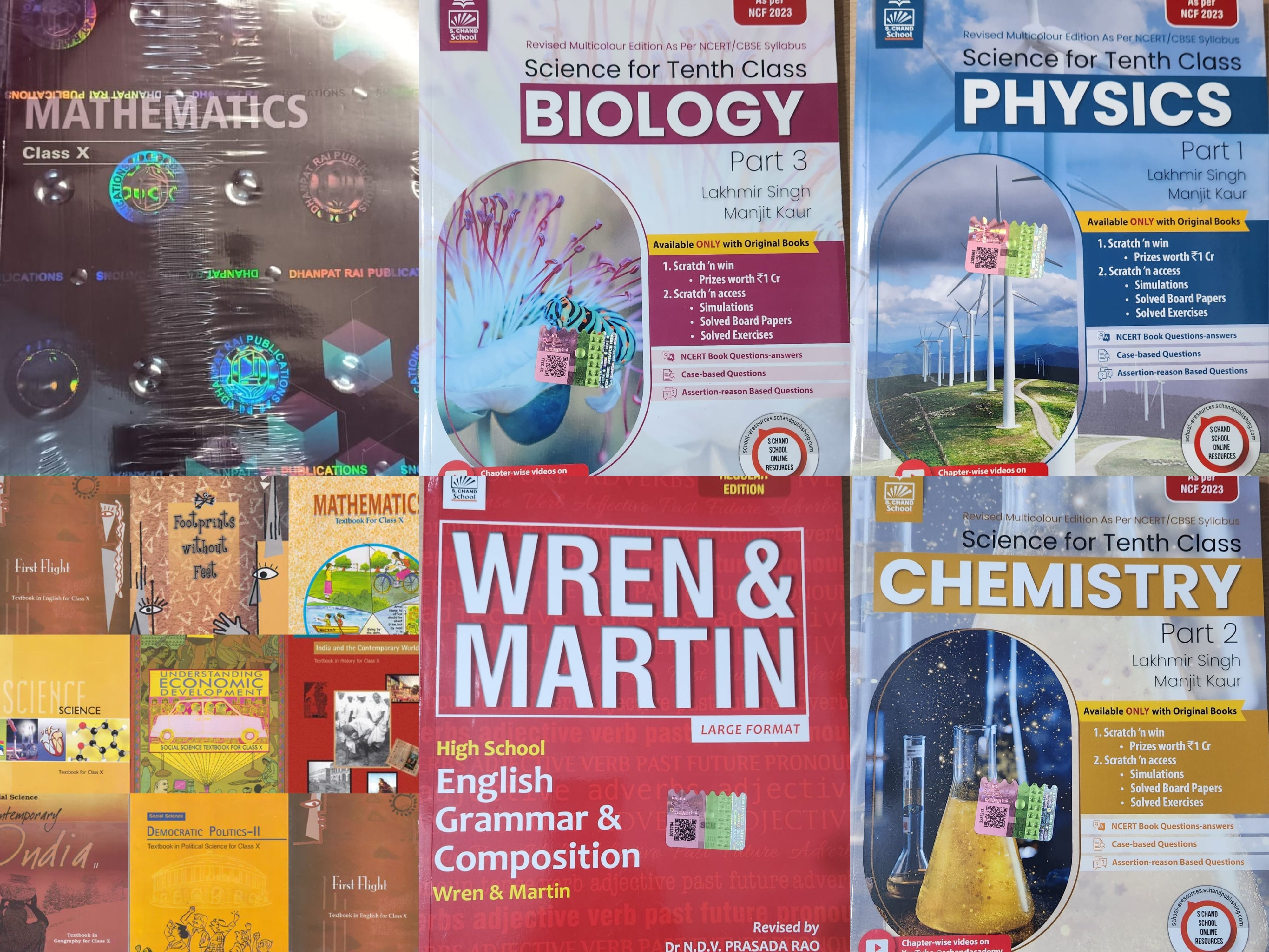 Class 10th NCERT with R.D. Sharma, Lakhmir Singh, Wren & Martin, (13 b ...