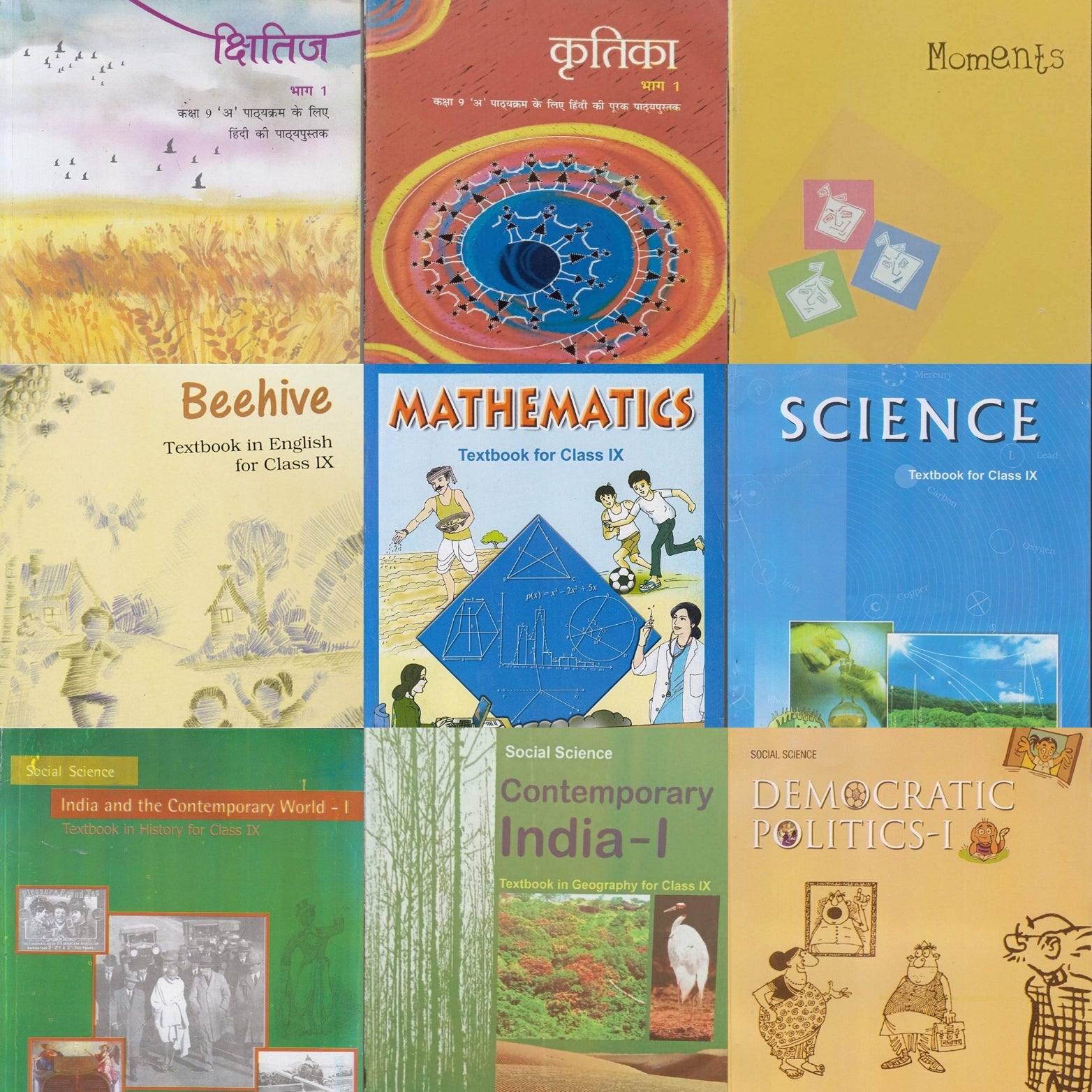 NCERT Class -9 combo set 100% original (English Medium) with Hindi Kri ...